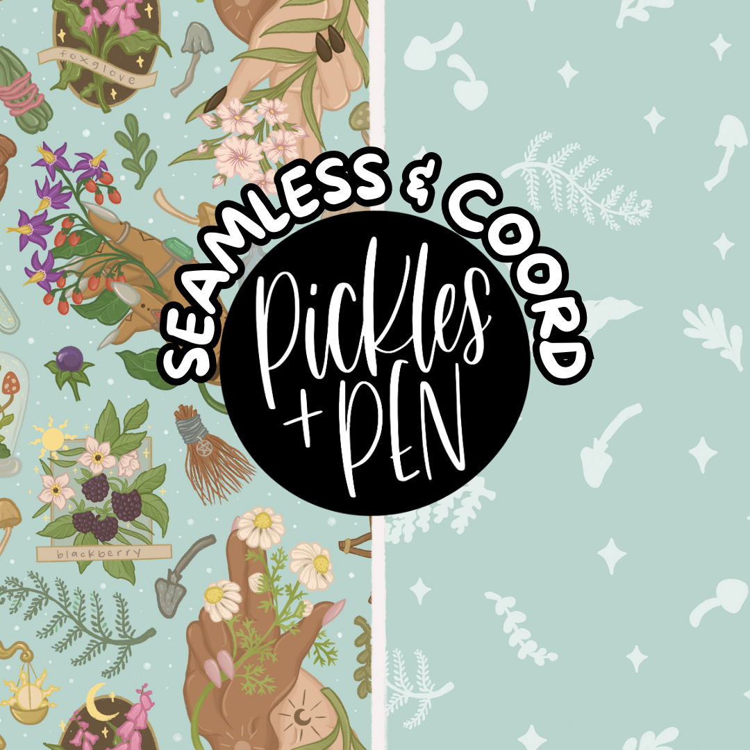 VINTAGE BLUE COLORWAY/COORD Light Vs Dark Witch: Plants Edition Seamle ...