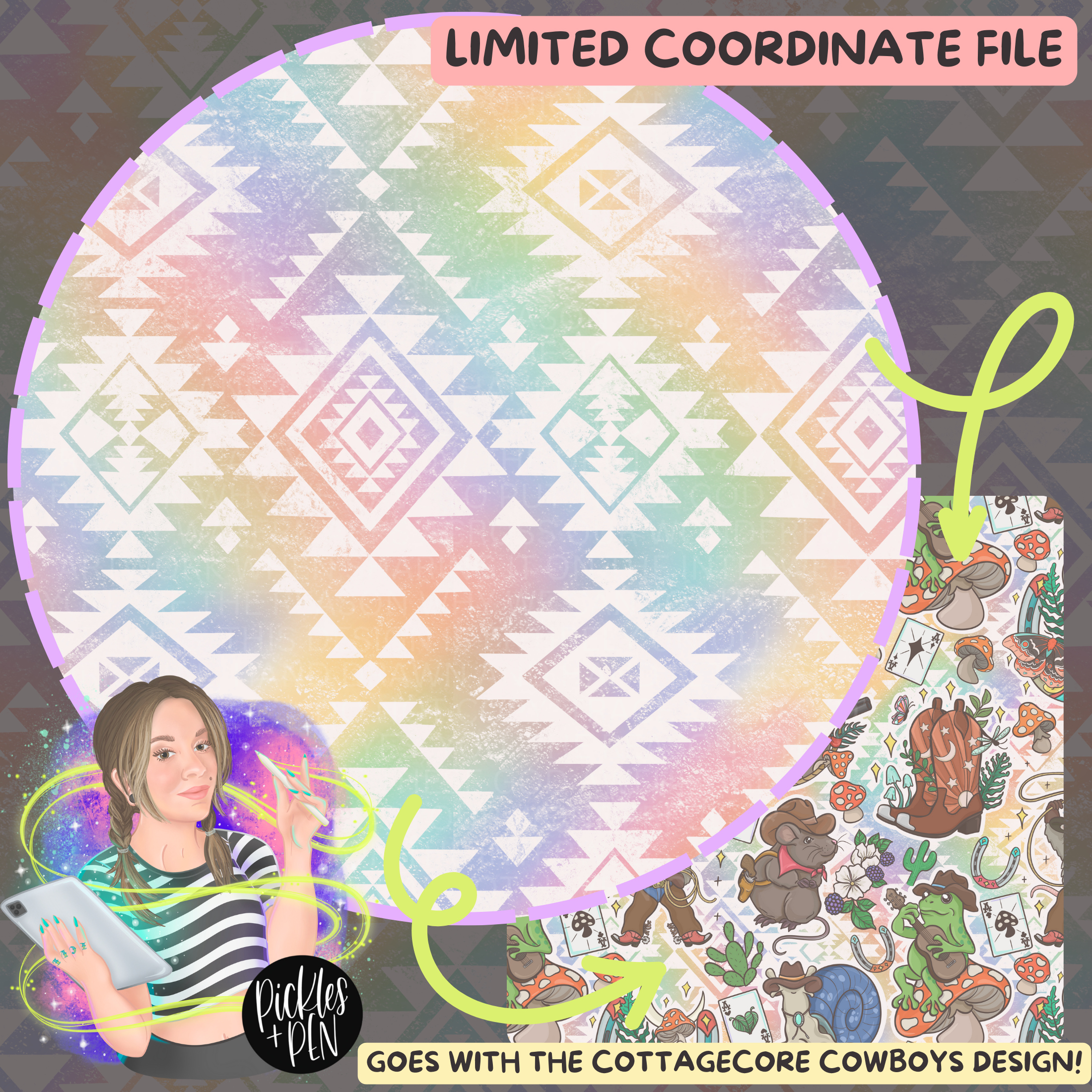 Cottagecore Cowboys COORD - RAINBOW AZTEC - [LIMITED] – PicklesAndPen