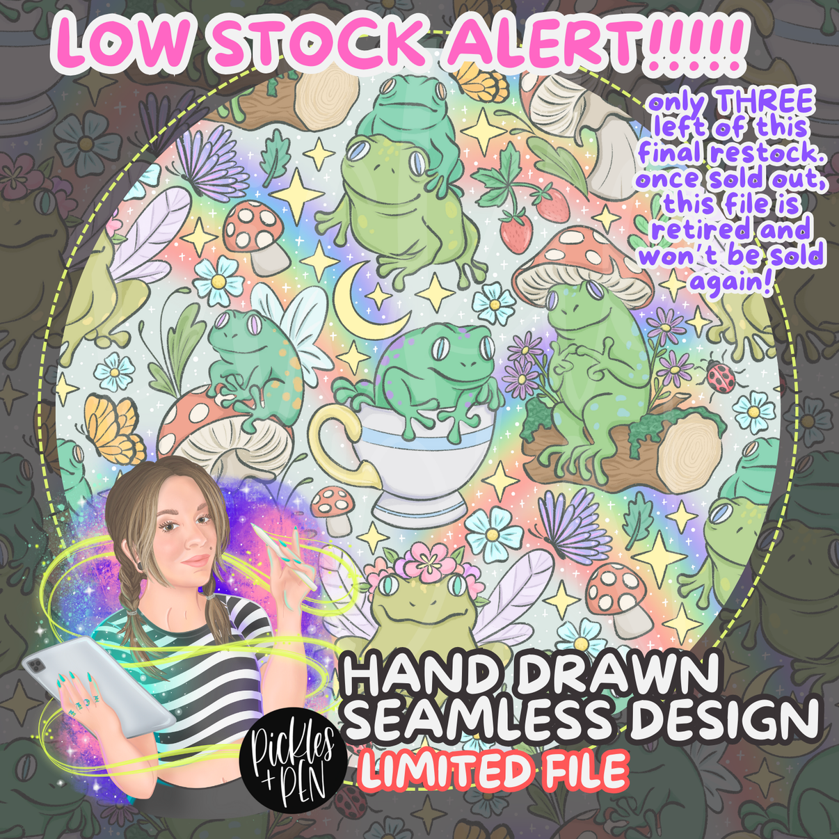 LAST RESTOCK! Cottagecore Frogs - Rainbow Version - Seamless Pattern D ...