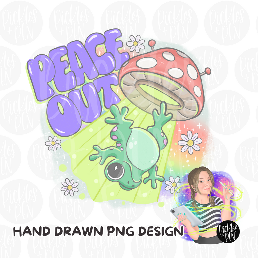 RAINBOW Peace Out Frog PNG - [LIMITED] – PicklesAndPen